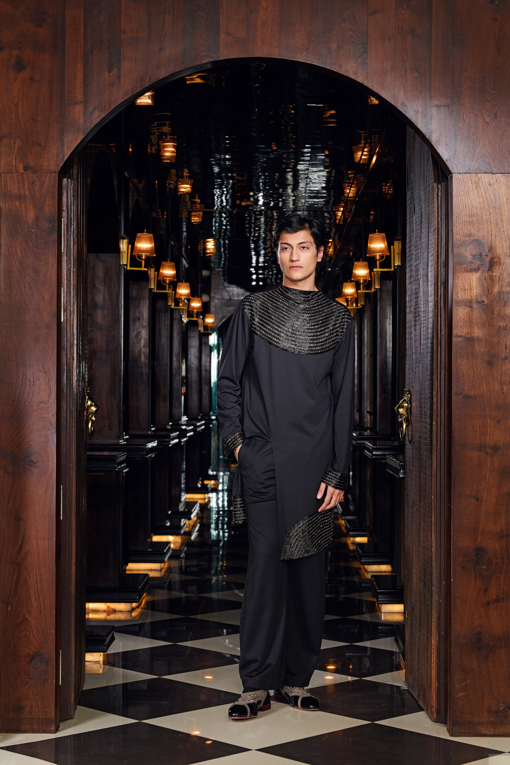 Obsidian Weave Embellished Kurta Set – Mukti and Kavith Casa